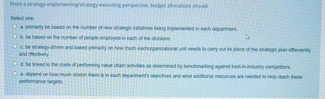 Solved From a strategy-implementing/strategy-executing | Chegg.com