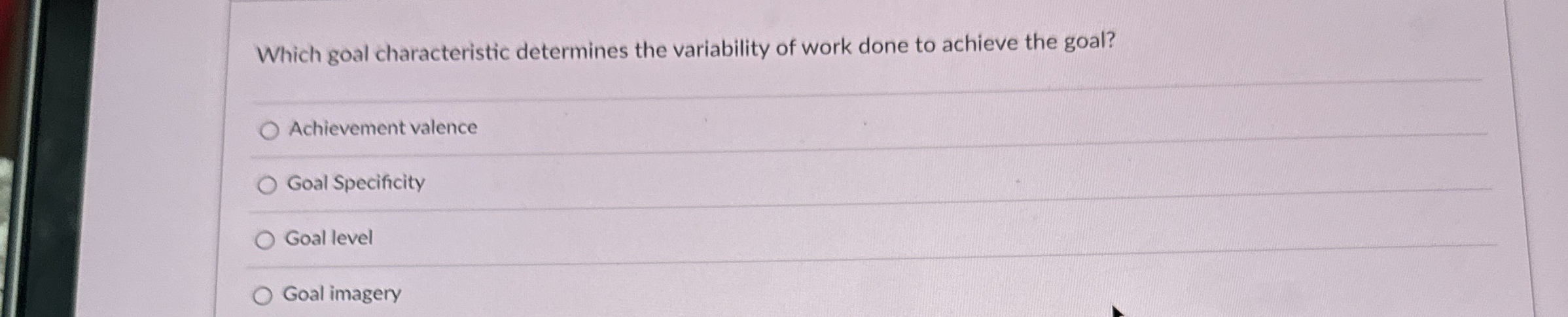 Solved Which goal characteristic determines the variability | Chegg.com