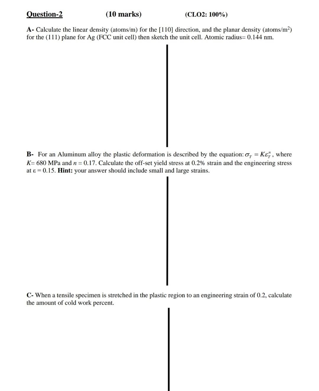 Solved Question-2 (10 marks) (CLO2: 100%) A- Calculate the | Chegg.com