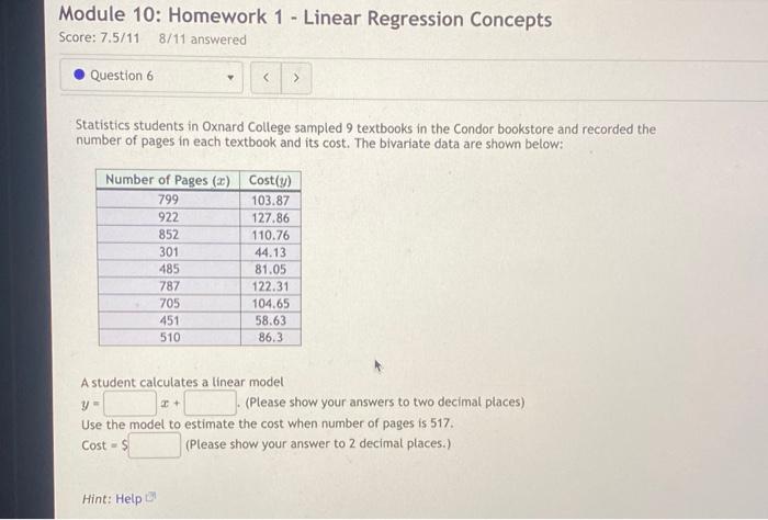 Solved Module 10: Homework 1 - Linear Regression Concepts | Chegg.com