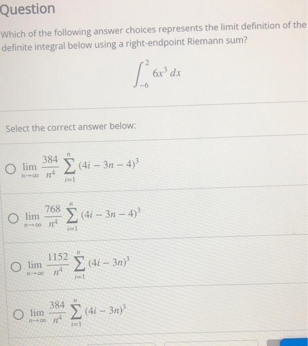 Solved Which of the following answer choices represents the | Chegg.com