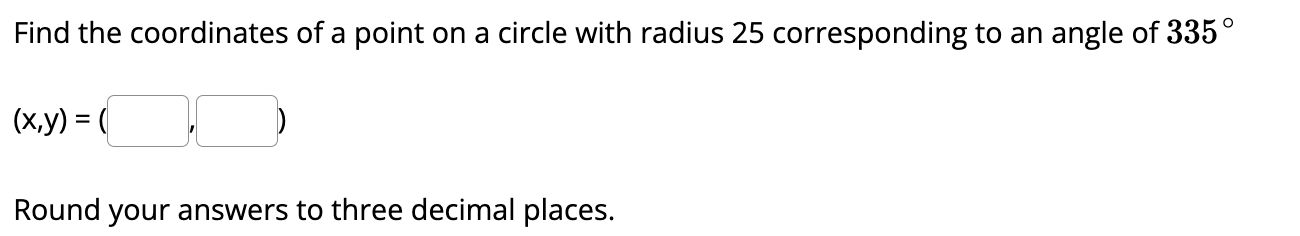Solved Find the coordinates of a point on a circle with | Chegg.com