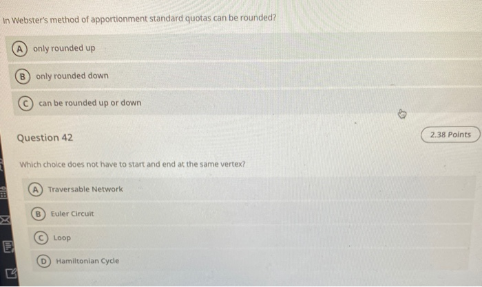 Solved In Webster's method of apportionment standard quotas | Chegg.com
