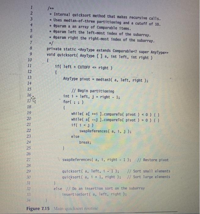 Solved 4. For the quicksort implementation provided at the | Chegg.com