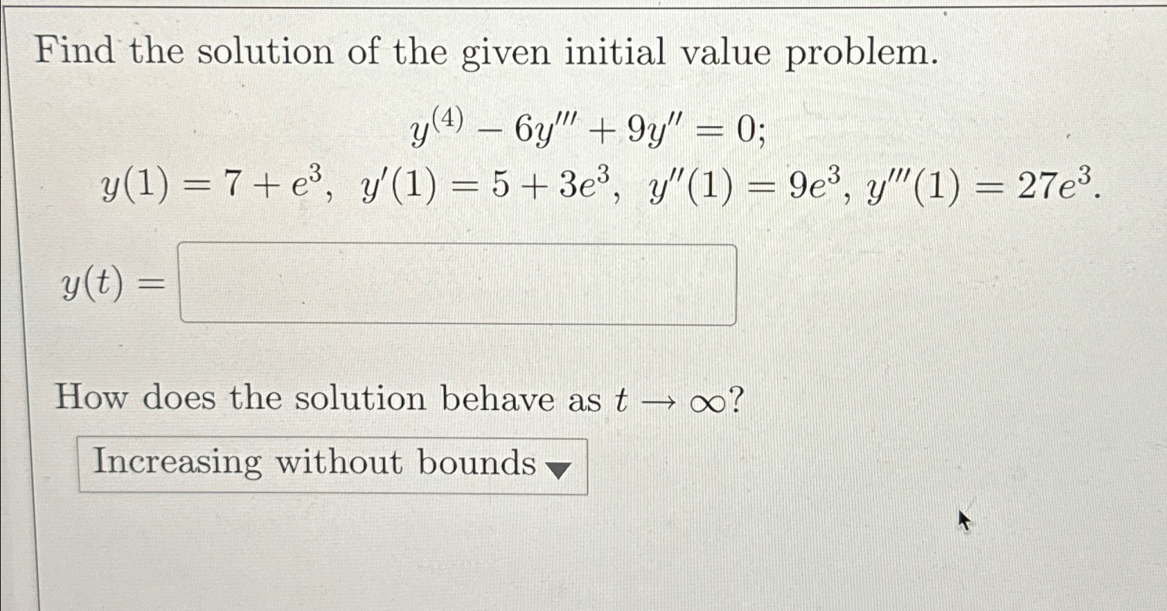 Solved Find the solution of the given initial value | Chegg.com