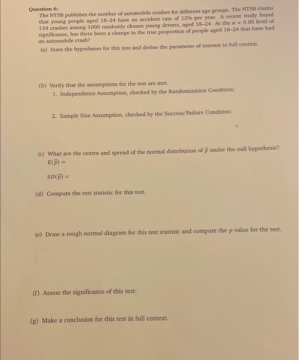 Solved Question 6: The NTSB publishes the number of | Chegg.com