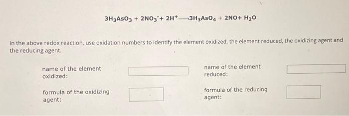 Solved in the redox reaction (picture) use oxidation numbers | Chegg.com