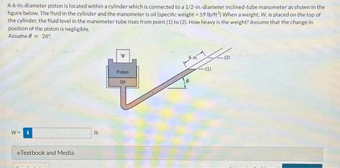 Solved A 6-in-diameter piston is located within a cylinder | Chegg.com