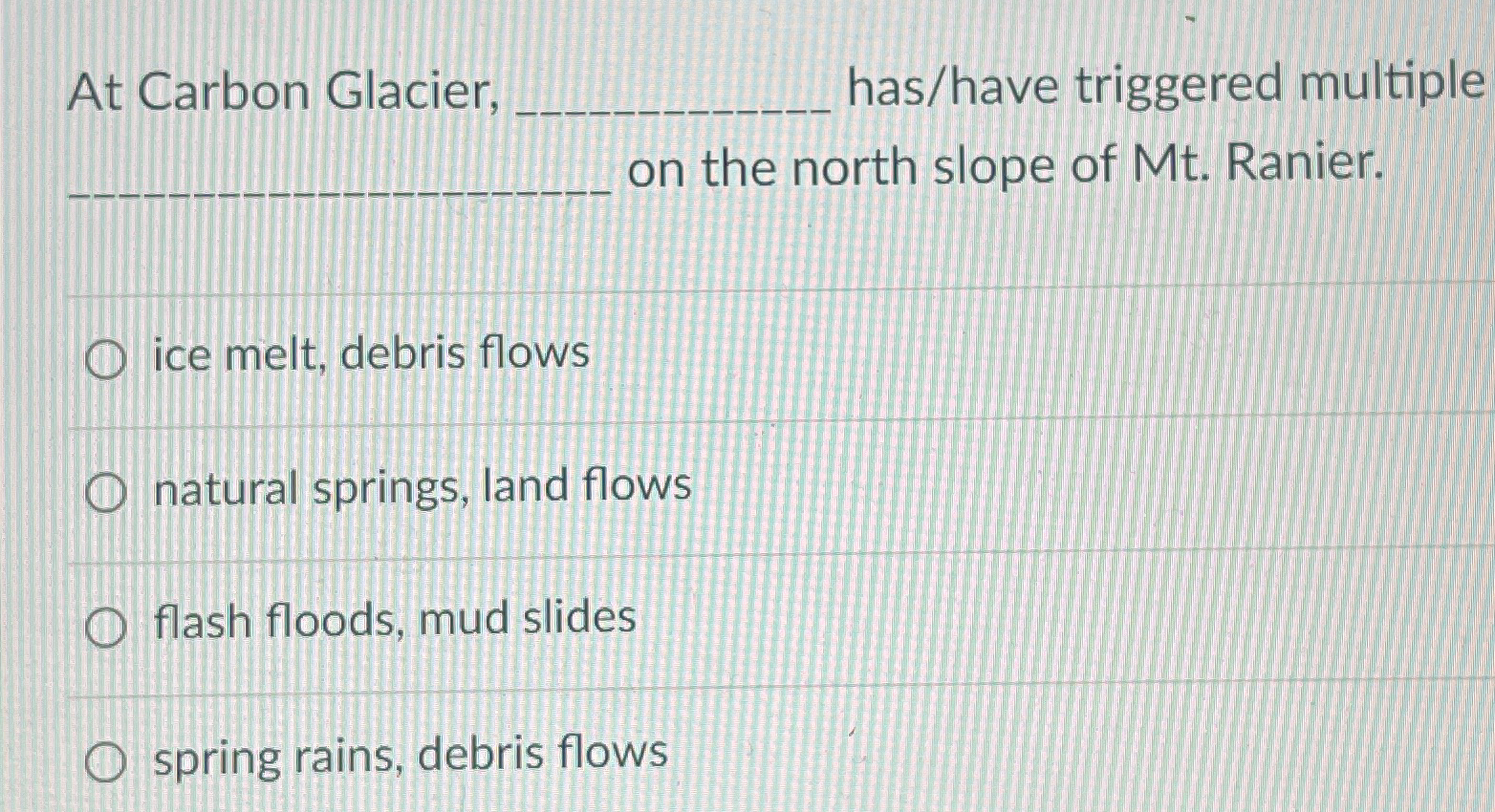 Solved At Carbon Glacier, ﻿has/have triggered multiple q, | Chegg.com