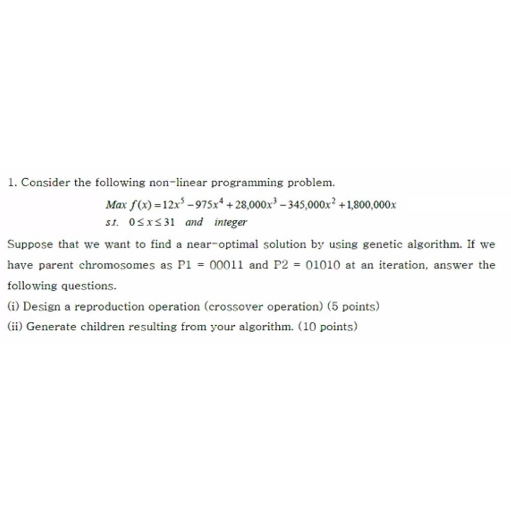 Solved Consider The Following Non Linear Programming 9325