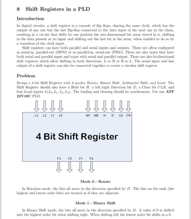 Solved 8 Shift Registers in a PLD Introduction In digital | Chegg.com