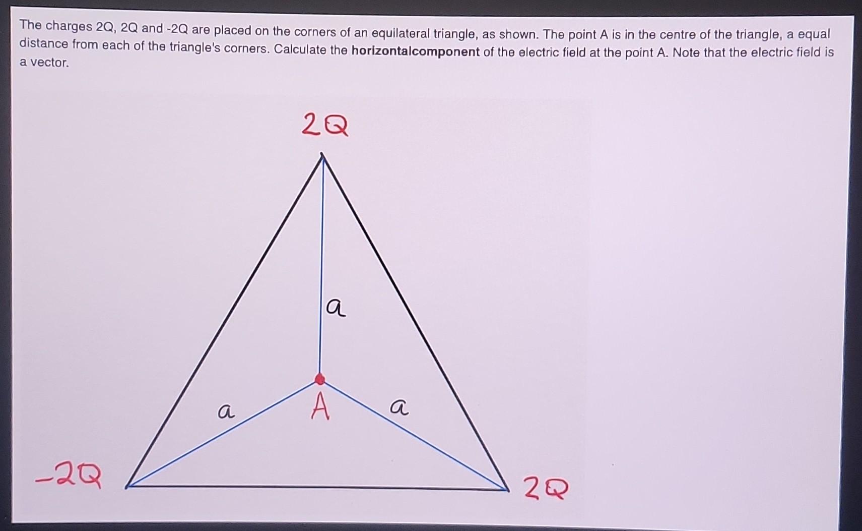 Solved The charges 2Q,2Q and −2Q are placed on the corners | Chegg.com