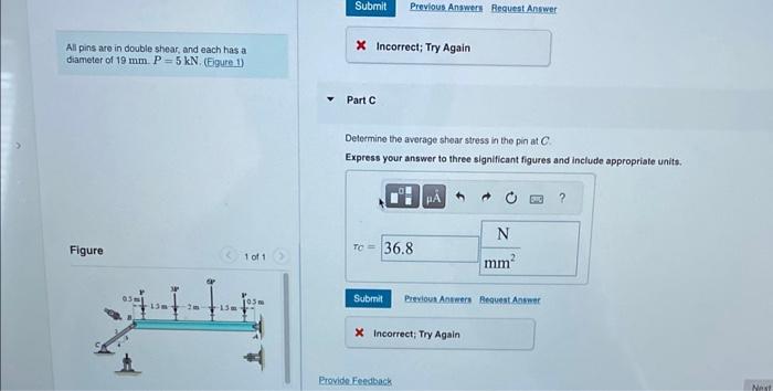 Solved All pins are in double shear, and each has a diameter | Chegg.com