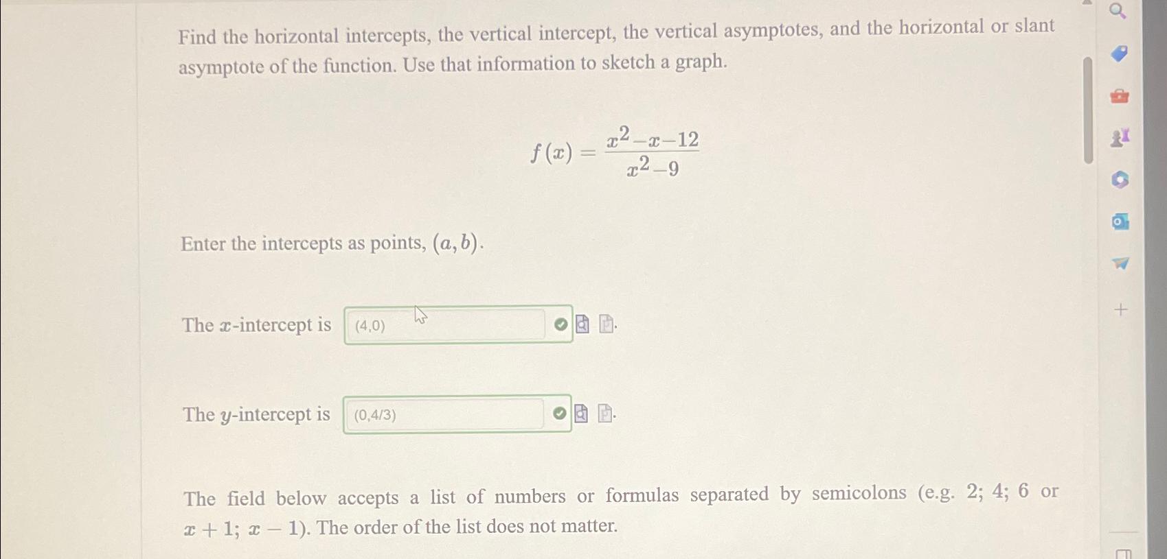 Solved Find the horizontal intercepts, the vertical | Chegg.com