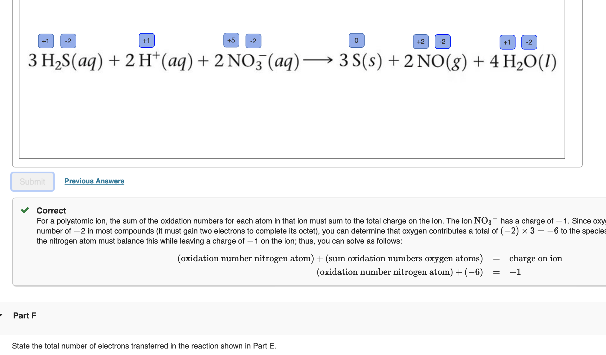 Solved State the total number of electrons transferred in | Chegg.com