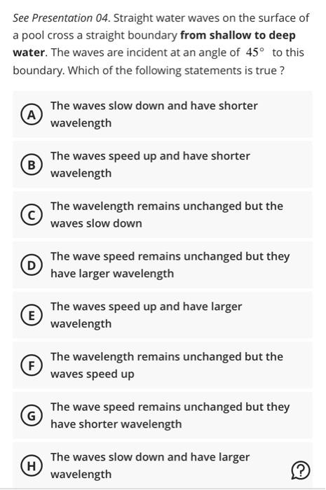 Solved See Presentation 04. Straight water waves on the | Chegg.com
