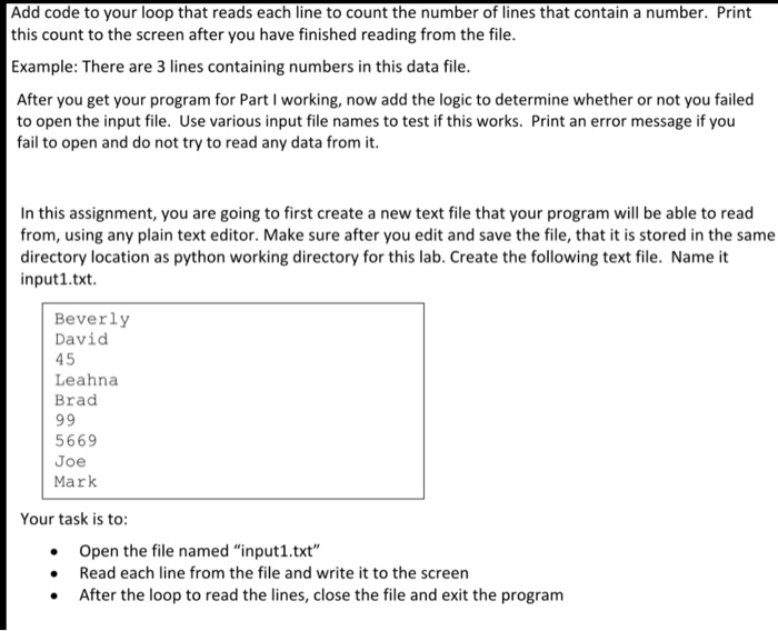 Solved Add code to your loop that reads each line to count | Chegg.com