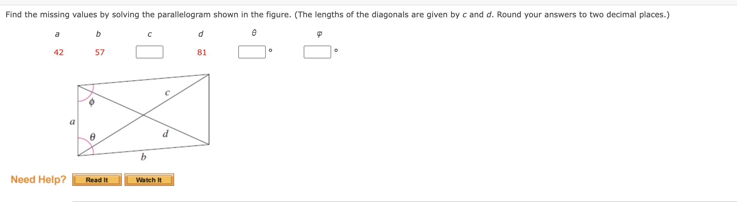 Solved Find the missing values by solving the parallelogram | Chegg.com