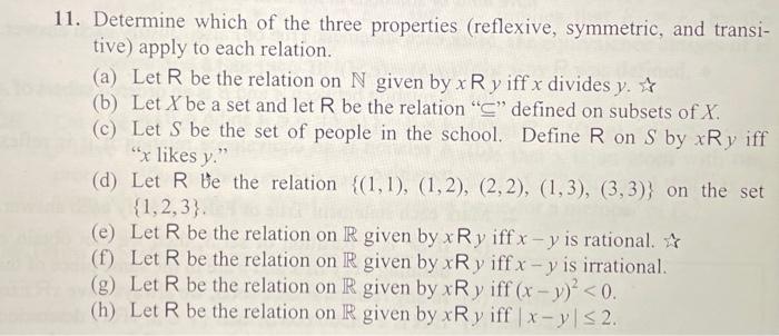 Solved 11. Determine which of the three properties | Chegg.com