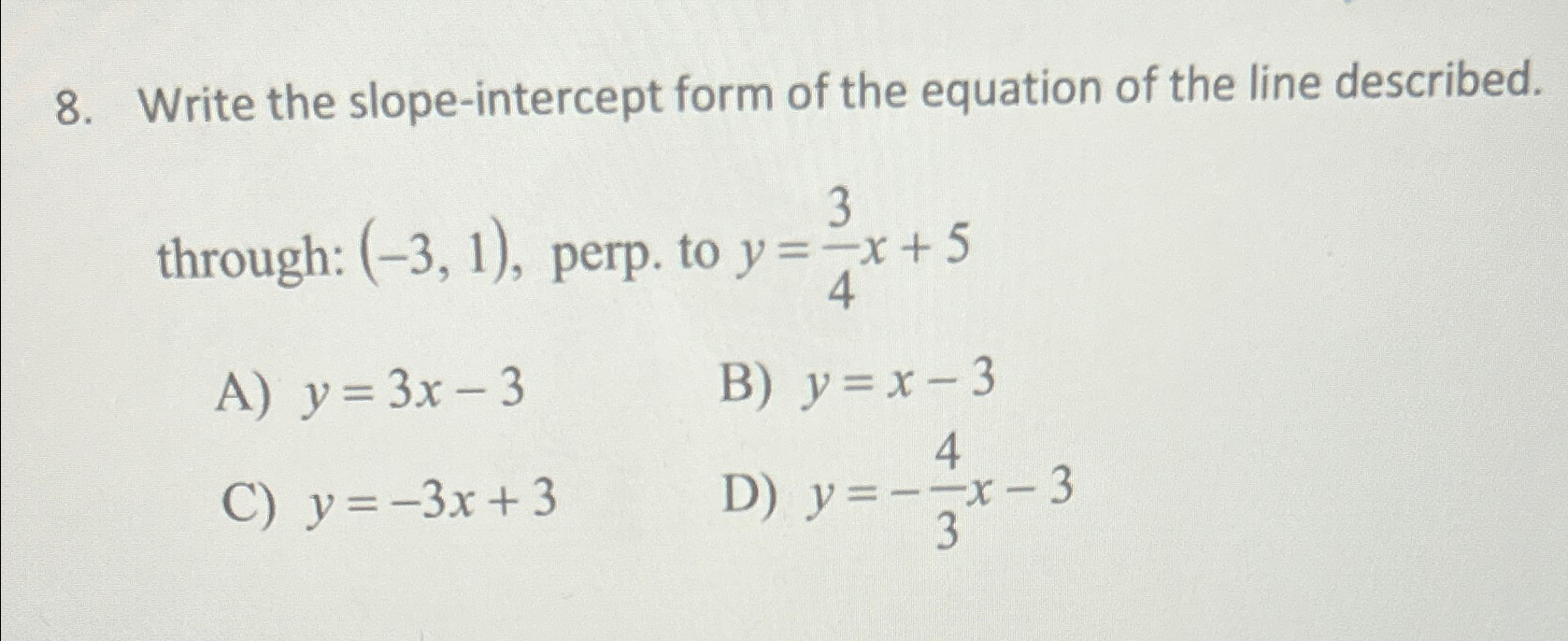 Solved Write the slope-intercept form of the equation of the | Chegg.com