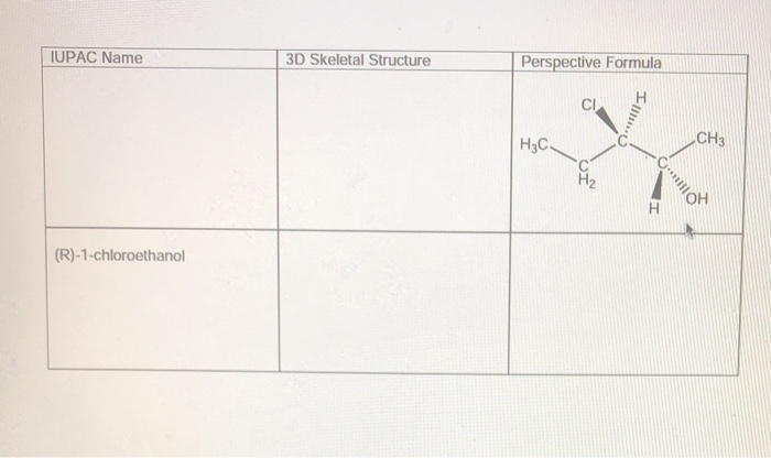 Solved IUPAC Name 3D Skeletal Structure Perspective Formula | Chegg.com