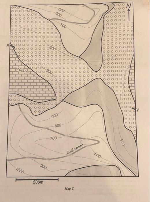 Solved Map C shows the outcrop pattern of 4 geological | Chegg.com
