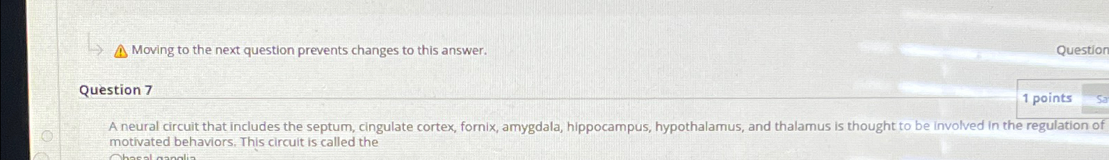Solved A neural circuit that includes the septum, cingulate | Chegg.com