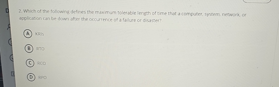 Solved Which of the following defines the maximum tolerable | Chegg.com
