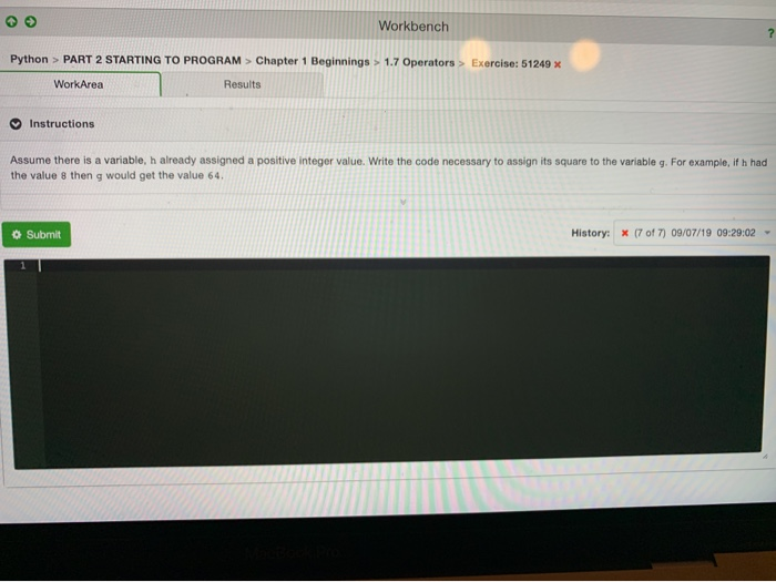 Solved Workbench Python > PART 2 STARTING TO PROGRAM> | Chegg.com