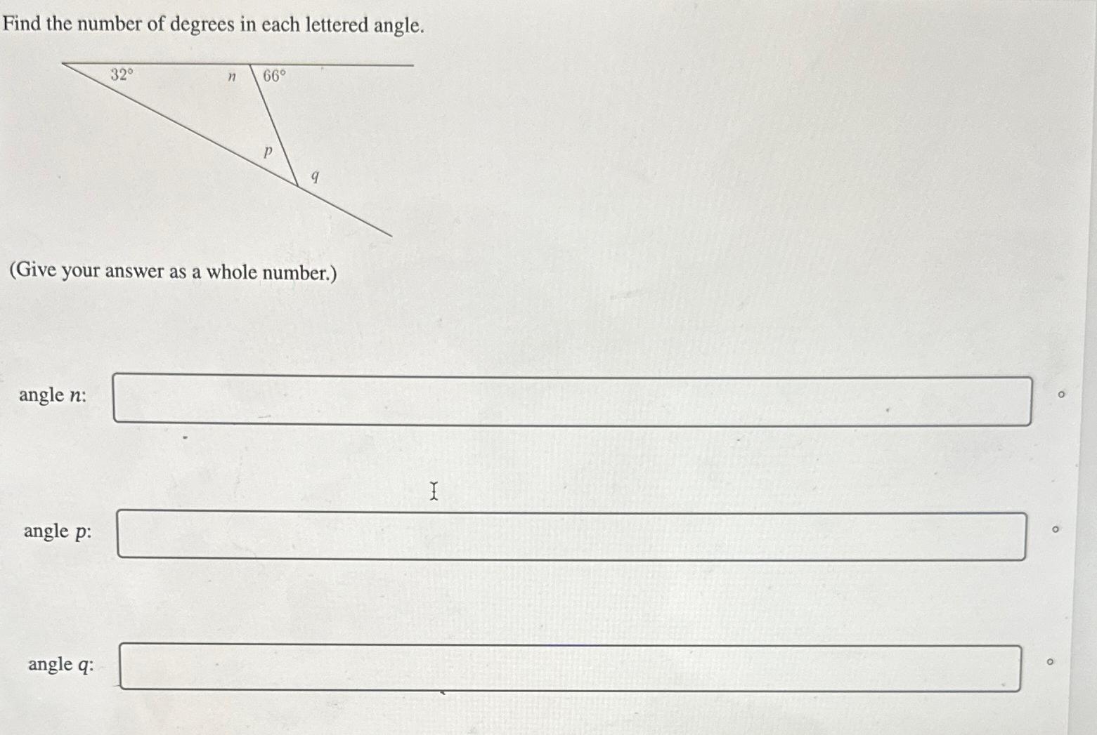 Solved Find the number of degrees in each lettered | Chegg.com