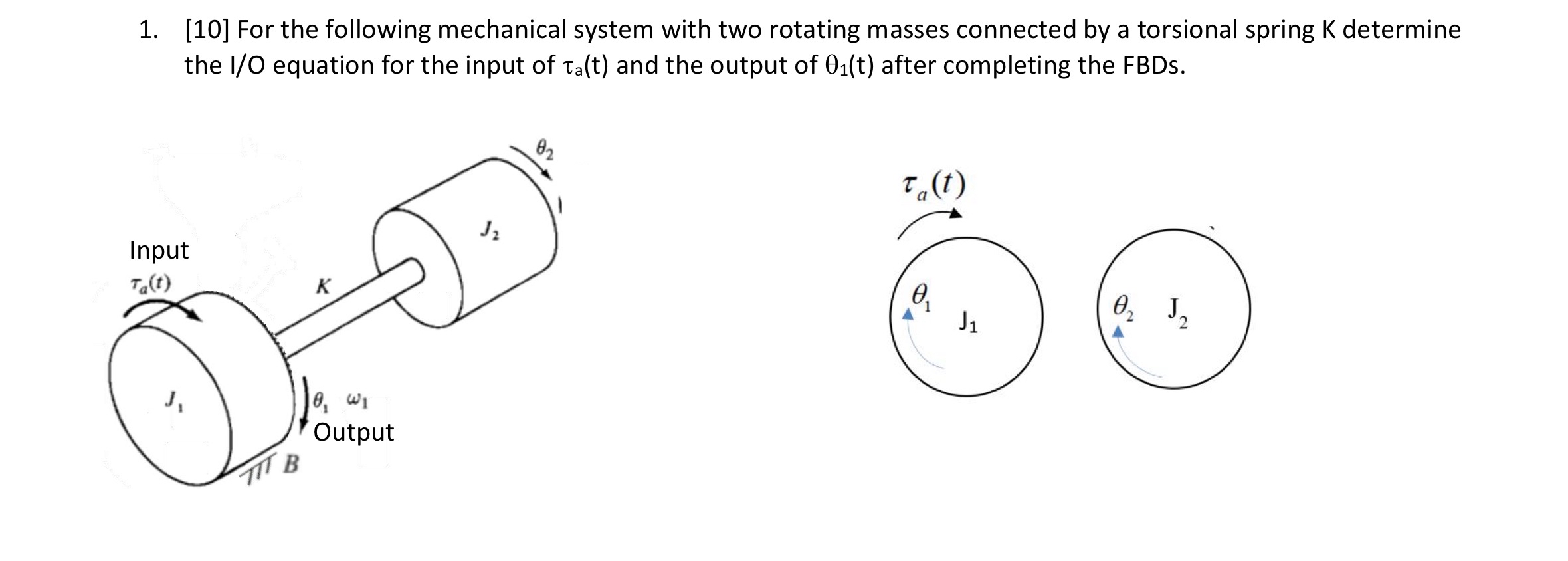 Solved [10] ﻿For the following mechanical system with two | Chegg.com