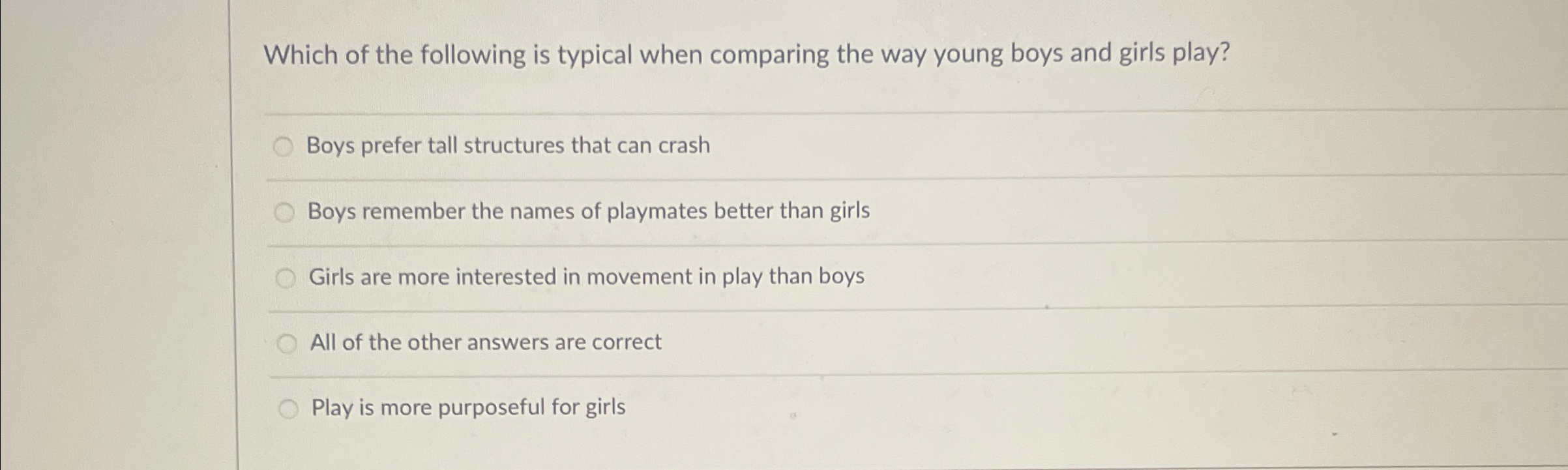 Solved Which of the following is typical when comparing the | Chegg.com