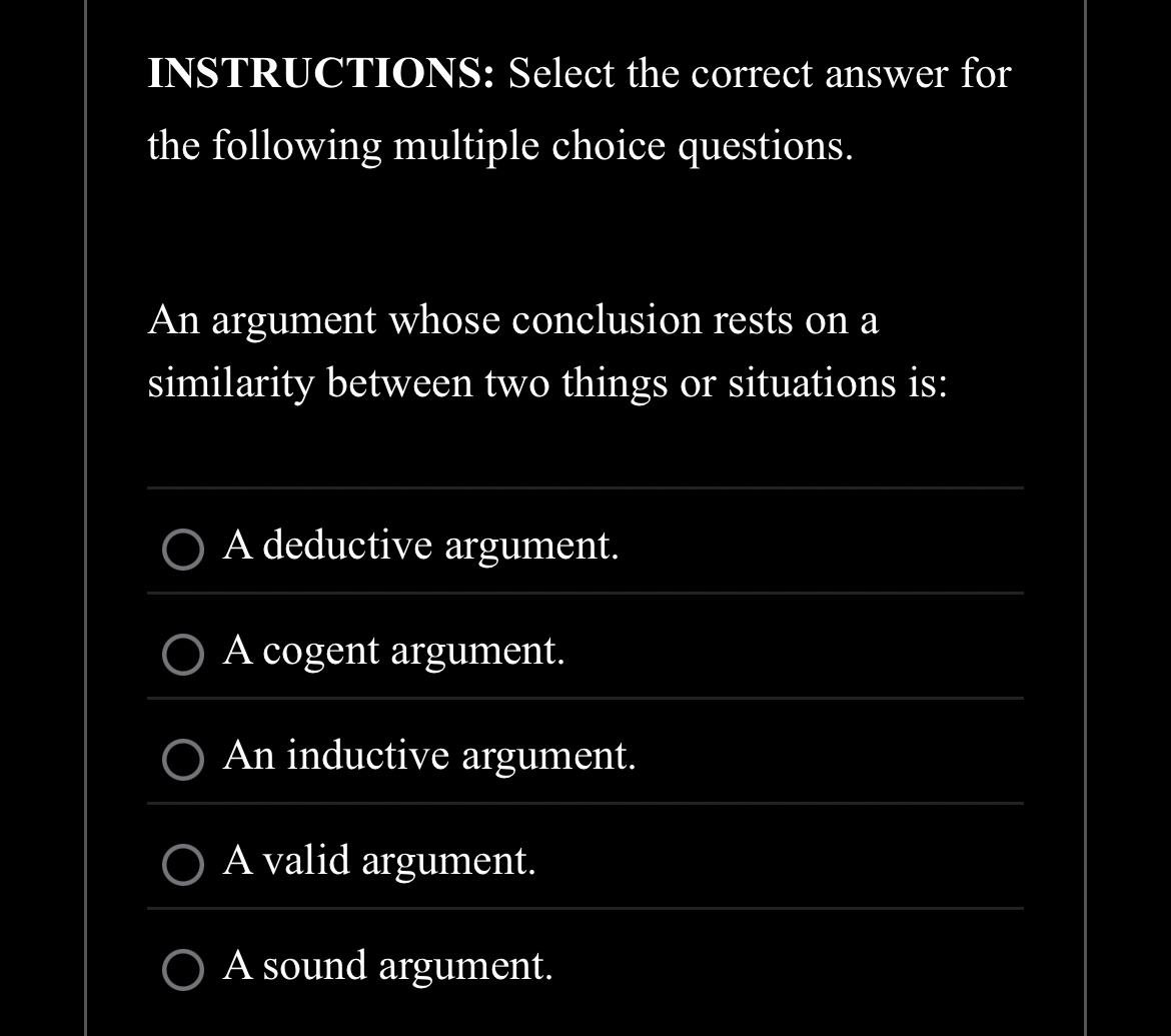 Solved INSTRUCTIONS: Select the correct answer for the | Chegg.com