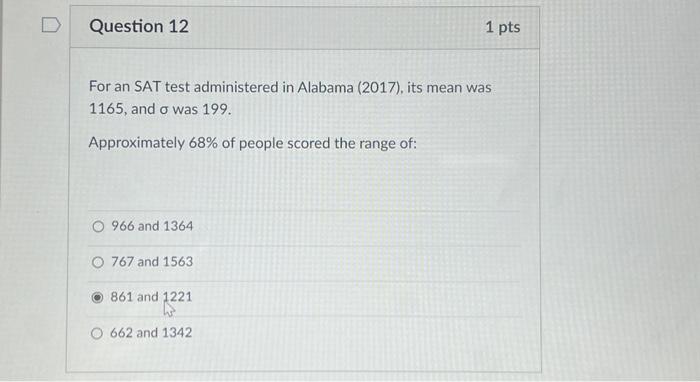 Solved For an SAT test administered in Alabama (2017), its | Chegg.com