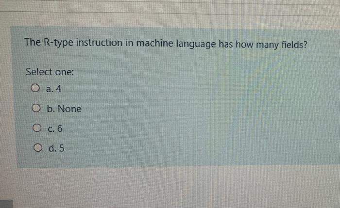 Solved The R-type instruction in machine language has how | Chegg.com