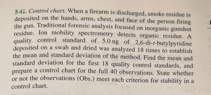 Solved a 5-G. Control chart. When a firearm is discharged, | Chegg.com