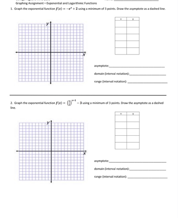 Solved Graphing Assignment - Exponential and Logarithmic | Chegg.com