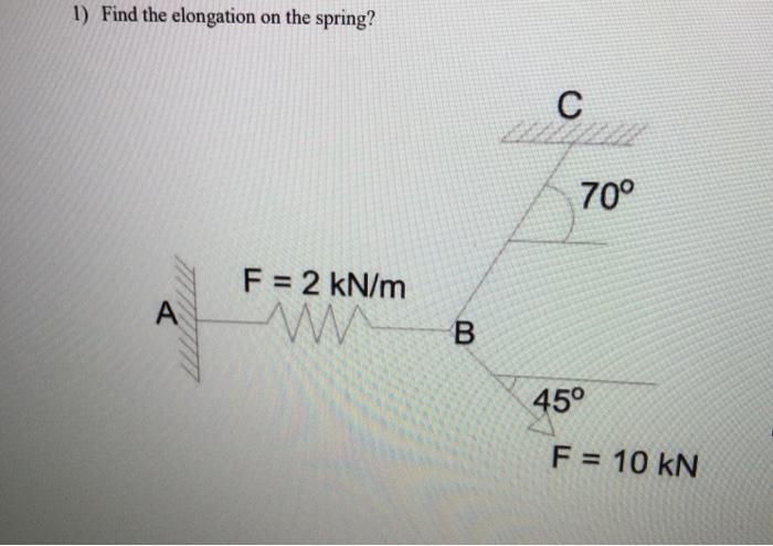 Solved 1) Find the elongation on the spring? с 70° F = 2 | Chegg.com