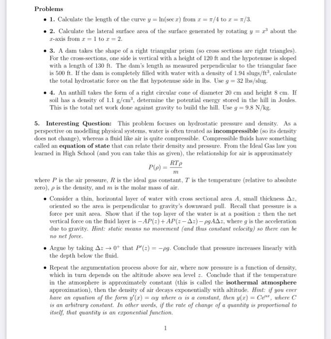 Solved Problems - 1. Calculate the length of the curve | Chegg.com