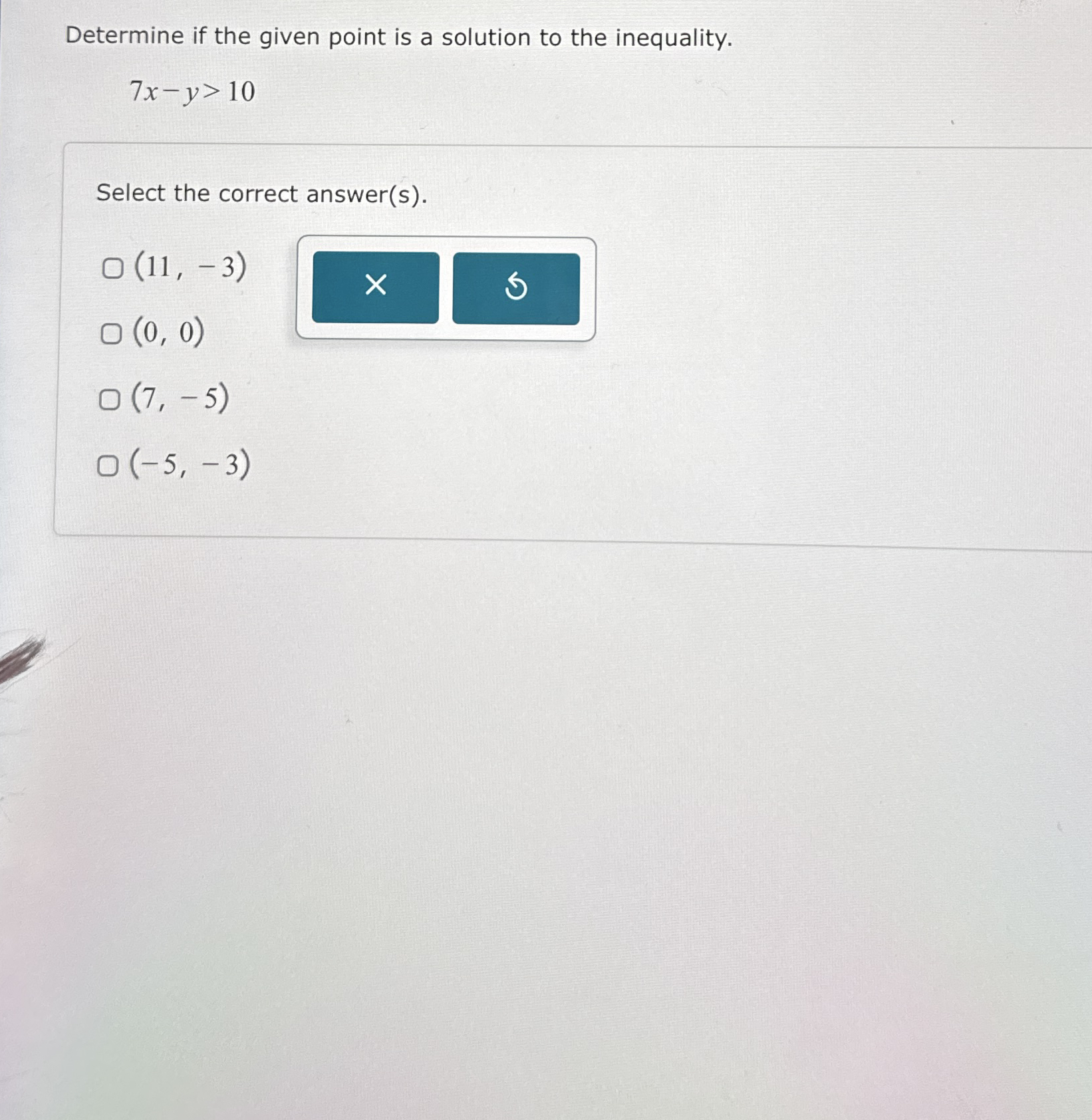 Solved Determine if the given point is a solution to the | Chegg.com