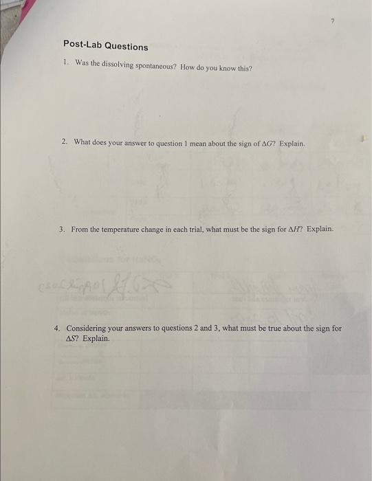 Lab Report Entropy Change Estimation: Entropy of | Chegg.com