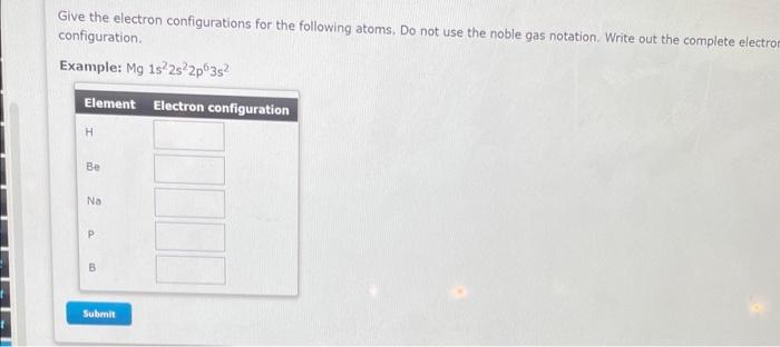 Solved Give the electron configurations for the following | Chegg.com
