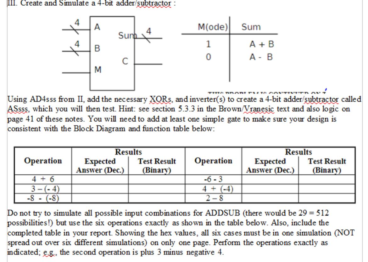 Solved IIII. Create and Simulate a 4-bit | Chegg.com