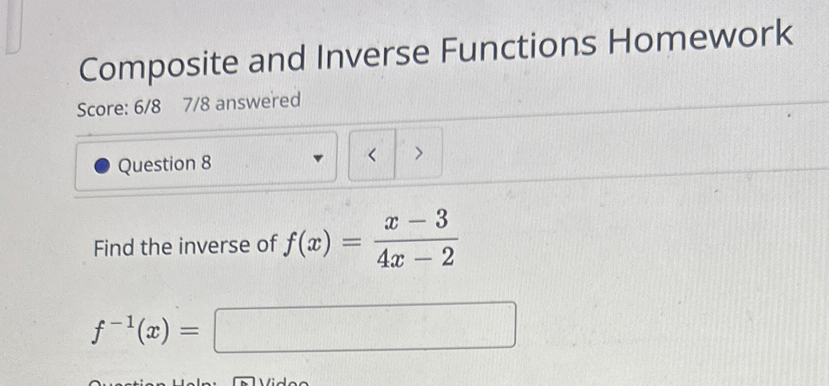 Solved Composite and Inverse Functions HomeworkScore: | Chegg.com
