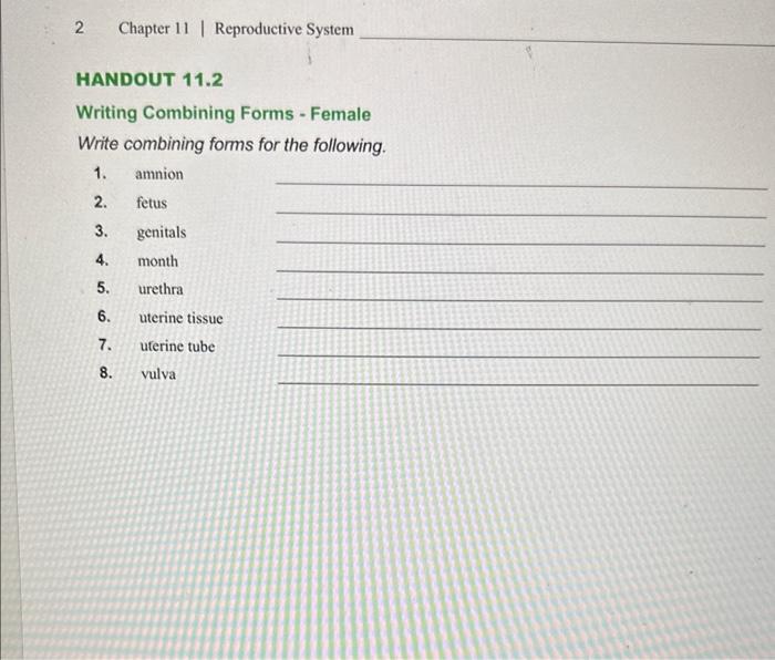 Writing Combining Forms Female Write Combining