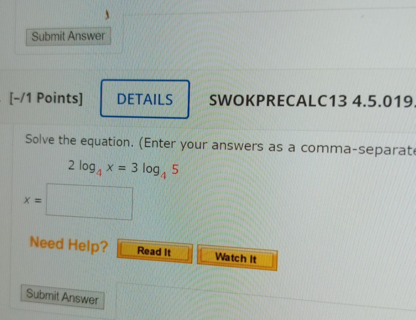 Solved Solve the equation. (Enter your answers as a | Chegg.com