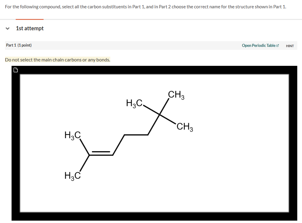 For the following compound, select all the carbon | Chegg.com
