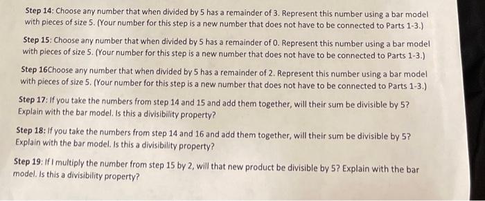 Solved Step 14: Choose any number that when divided by 5 has | Chegg.com