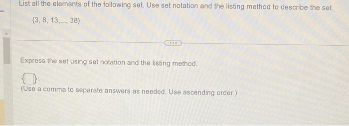 Solved List all the elements of the following set. Use set | Chegg.com