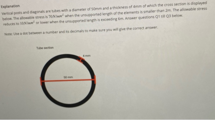Solved Explanation Vertical posts and diagonals are tubes | Chegg.com
